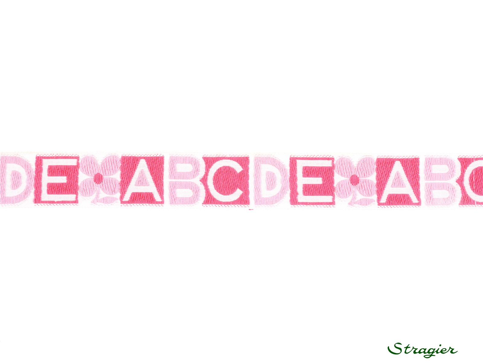 Stragier - Galon Tissé pur Coton - ABCDE - Rose - 28 mm
